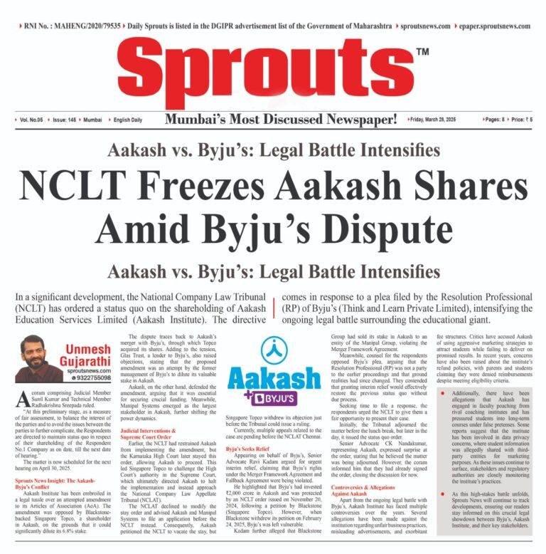 NCLT Orders Status Quo on Aakash Shares in Byju’s Row.